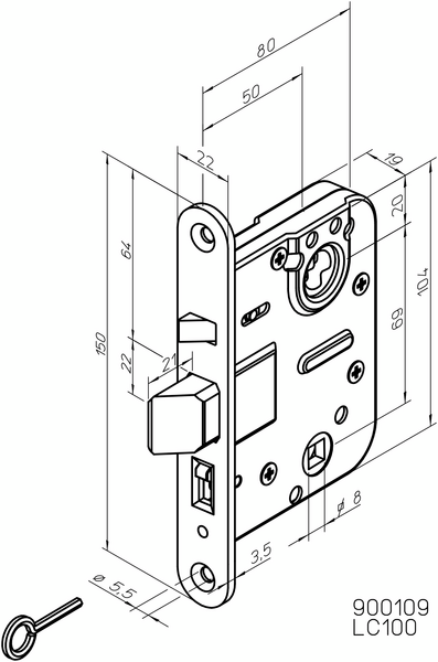 Lukkorunko Abloy LC100/4690 oikea - K-Rauta