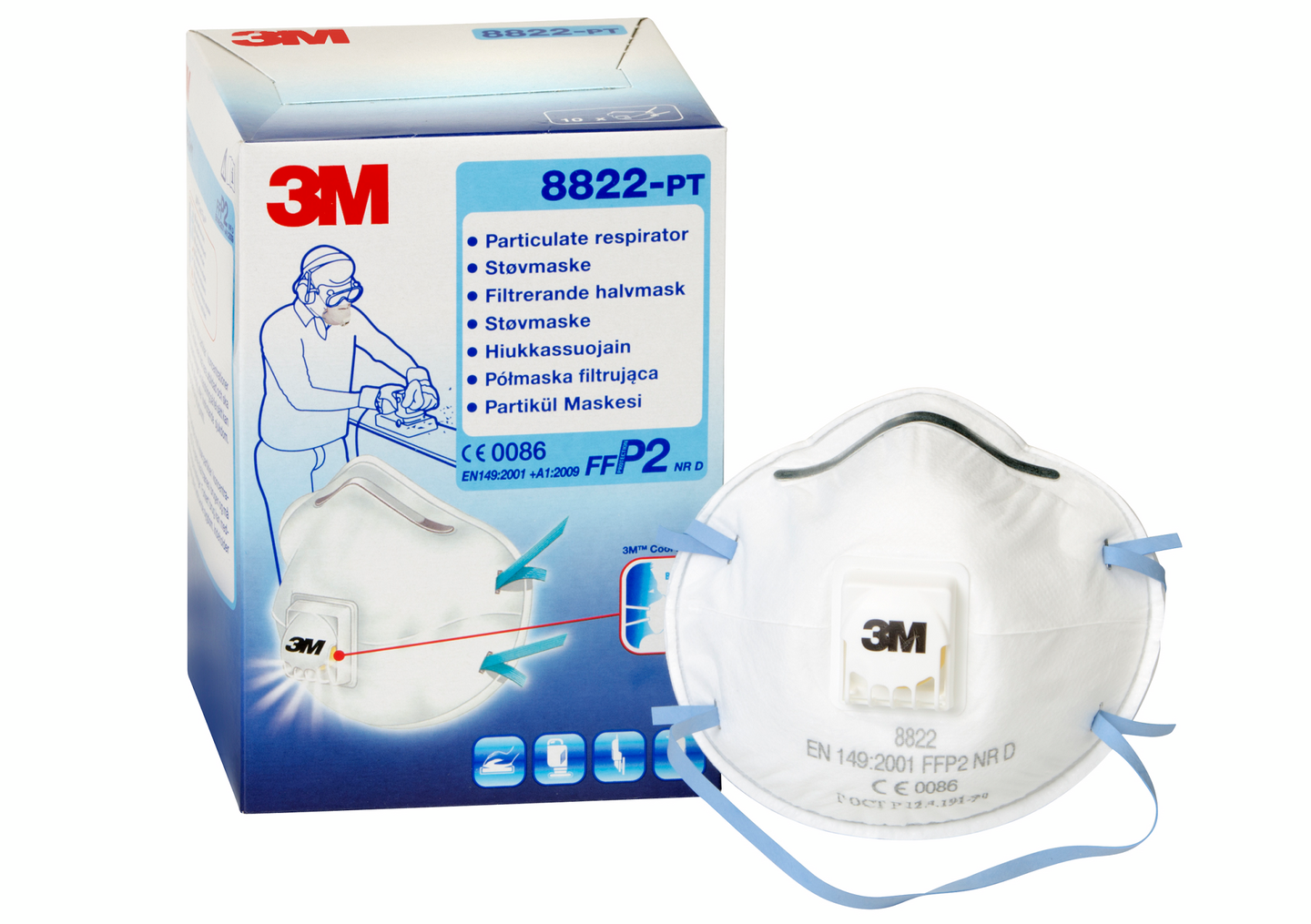 Hengityssuojain 3M 8822 ffp2 nr d 10kpl - K-Rauta