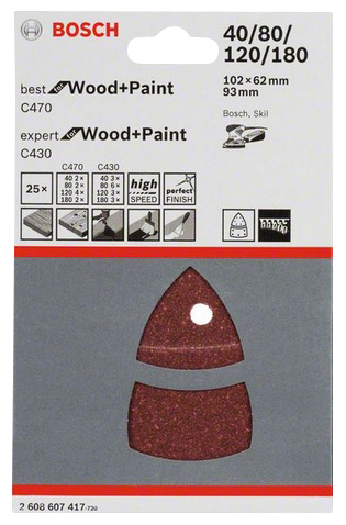 SLIPPAPPER BOSCH FÖR PSM160/PRIO K40-180 25ST