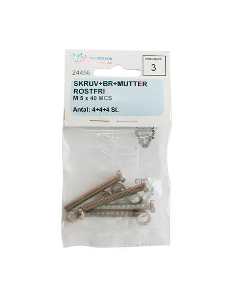 Bult Arne Thuresson m5X40mm Bricka+Mutter Rostfri 4-Pack - K-Rauta