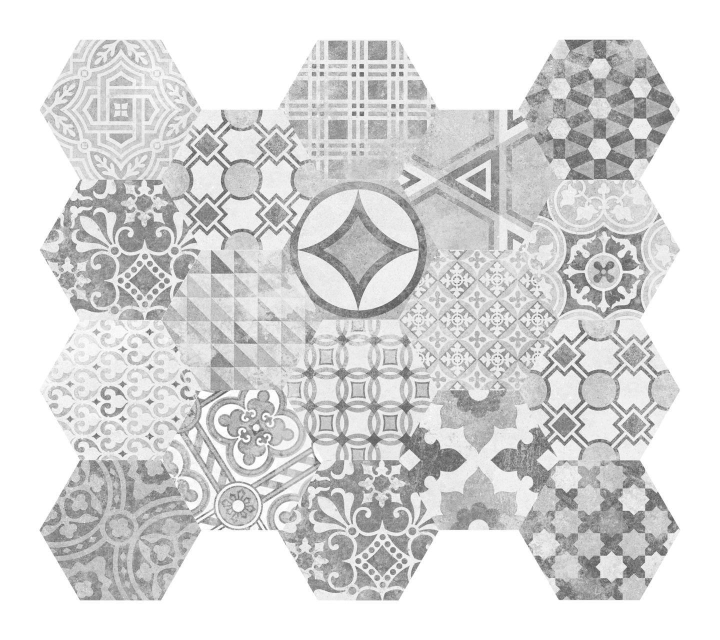 Kuviolaatta Cello Hexatile Cement Garden 17,5x20 harmaa PK 1m² - K-Rauta