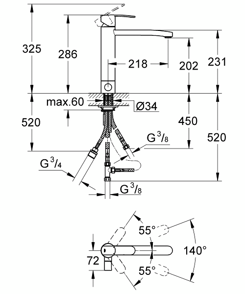 Keittiöhana GROHE Wave Cosmo 3131700 pesukoneventtiili - K-Rauta