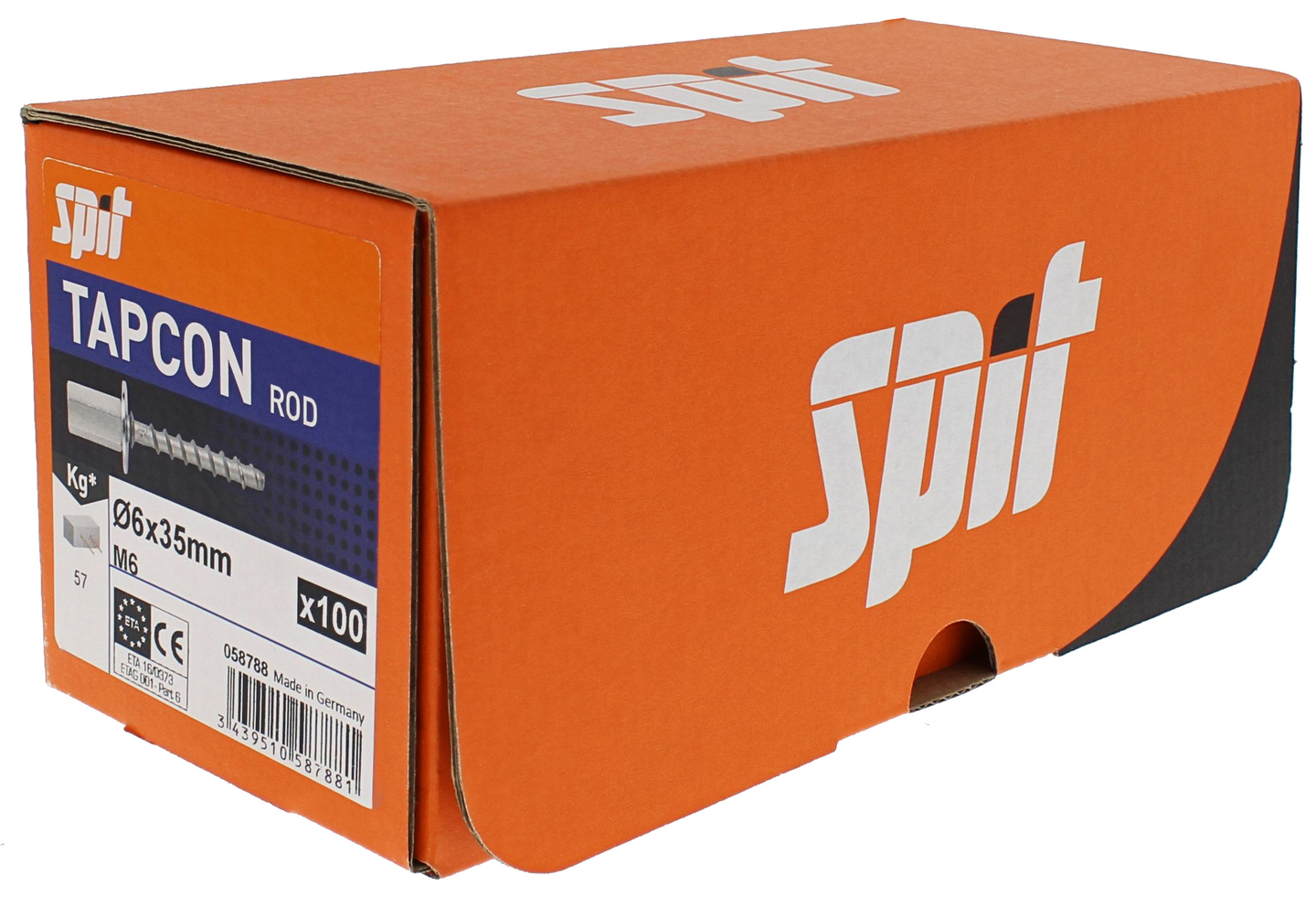 Betoniruuvi SPIT TAPCON ROD 6x55 M8/M10 sisäkierre SW13 100kpl - K-Rauta