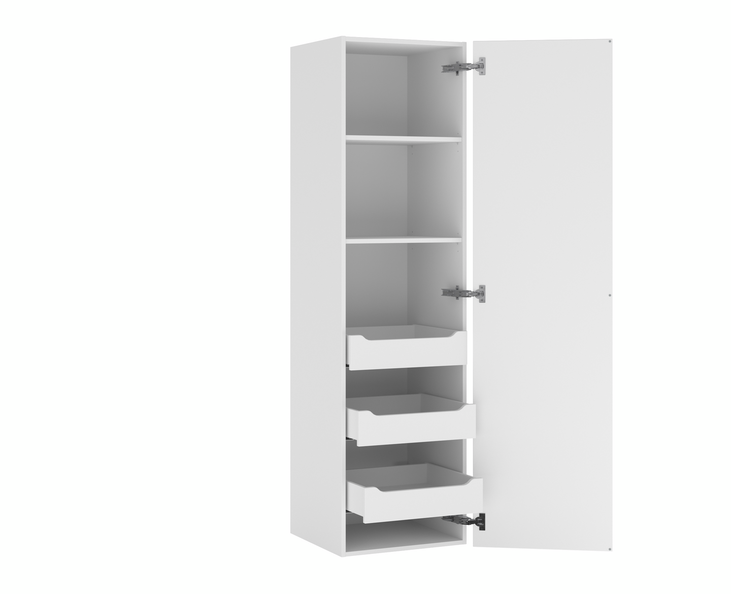 Korkea kaappi Temal 3 sisälaatikolla 40x38x182cm oikea valkoinen - K-Rauta