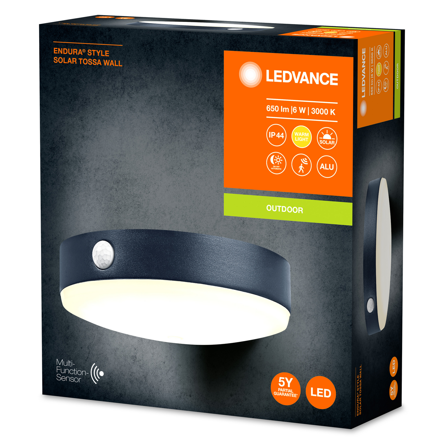 Ulkoseinävalaisin LEDVANCE SMART+ Endura Solar Tossa 500lm 3000K Sensor ...