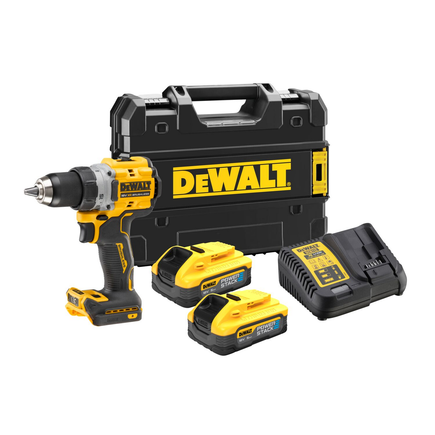 Akkuporakone DeWalt DCD800H2T 18V Powerstack 2x5,0Ah TSTAK - K-Rauta