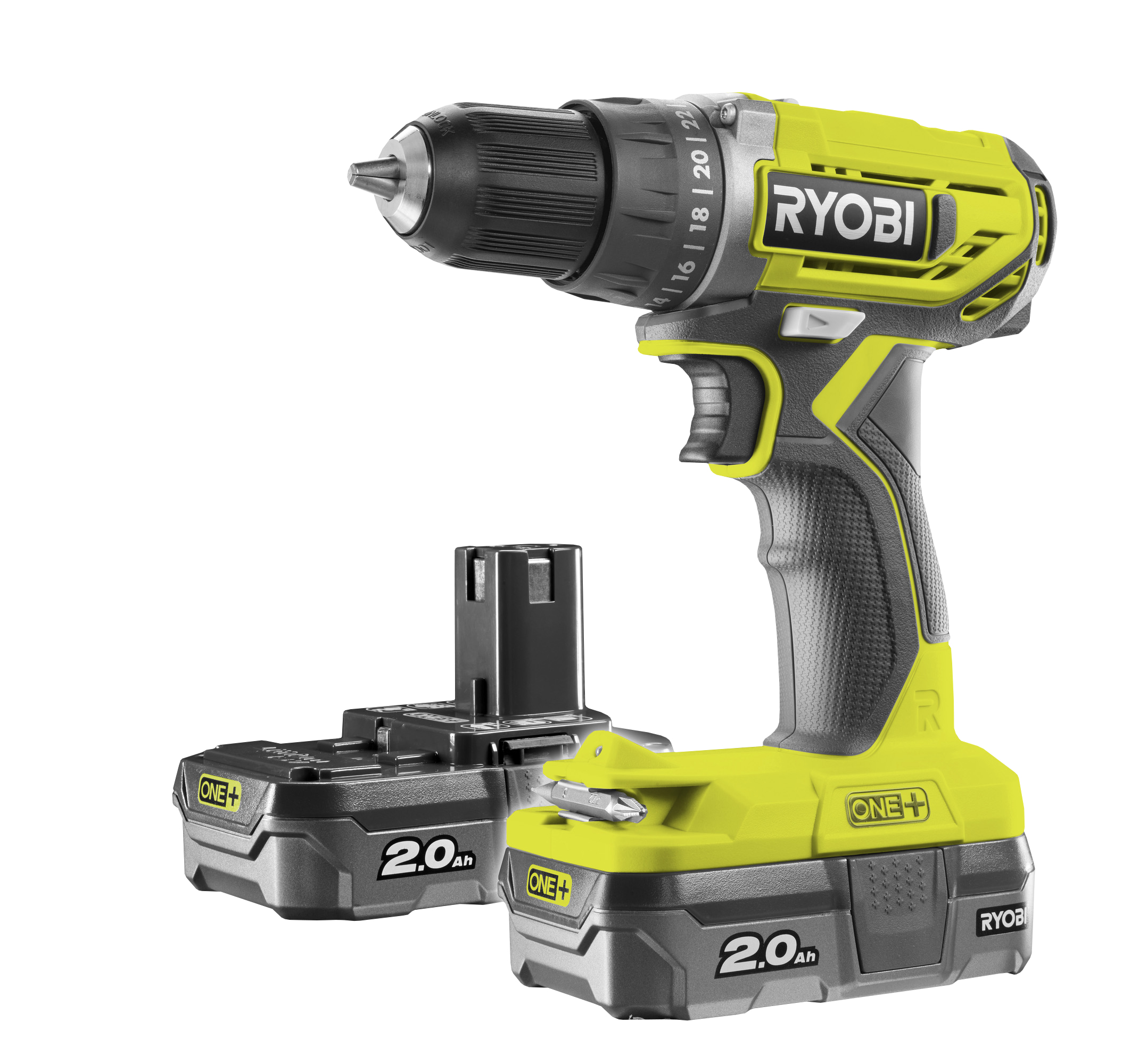 Akkuporakone Ryobi R18DD2-220S 18V ONE+ 2x2,0Ah akut - K-Rauta