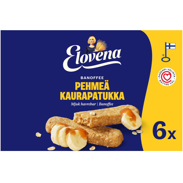 Elovena pehmeä kaurapatukka 6x30g banoffee | K-Ruoka Verkkokauppa