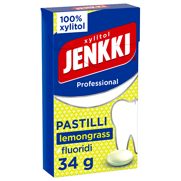 Jenkki Professional Lemongrass +fluoridi täysksylitolipastilli 34g | K ...