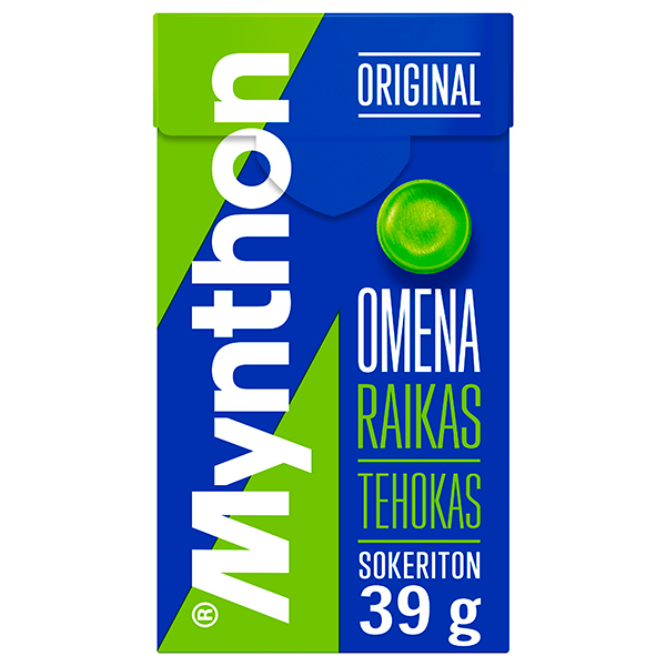 Mynthon Original Omena sokeriton +C kurkkupastilli 39g | K-Ruoka ...