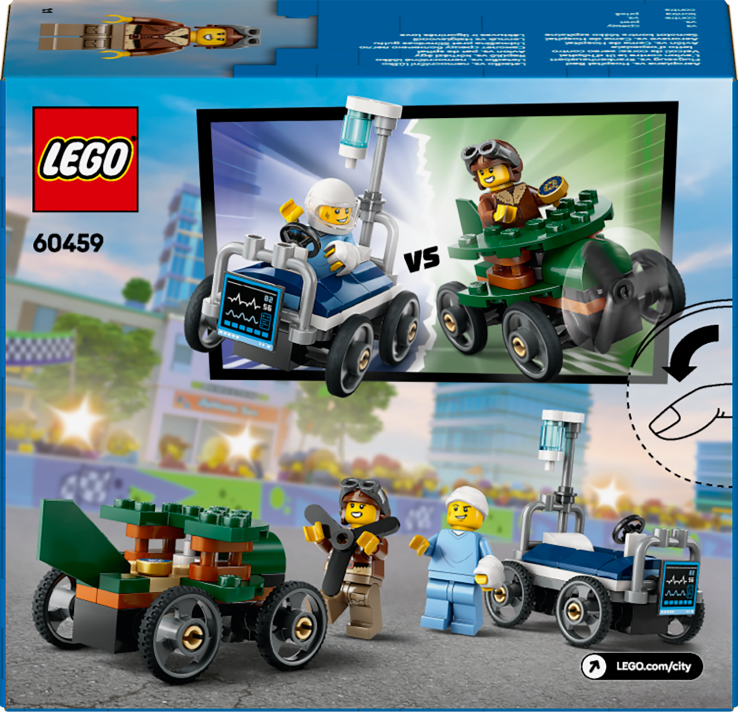 LEGO City 60459 Lentokone vastaan sairaalansänky – kilpa-autopakkaus ...