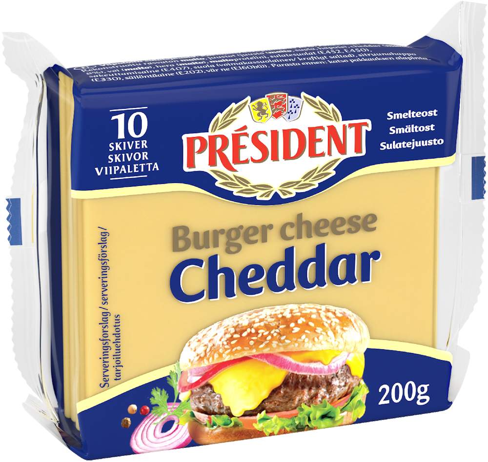 President Burger Cheese Cheddar 200 g — HoReCa-tukku Kespro President Burger Cheese Cheddar 200 g — HoReCa-tukku Kespro