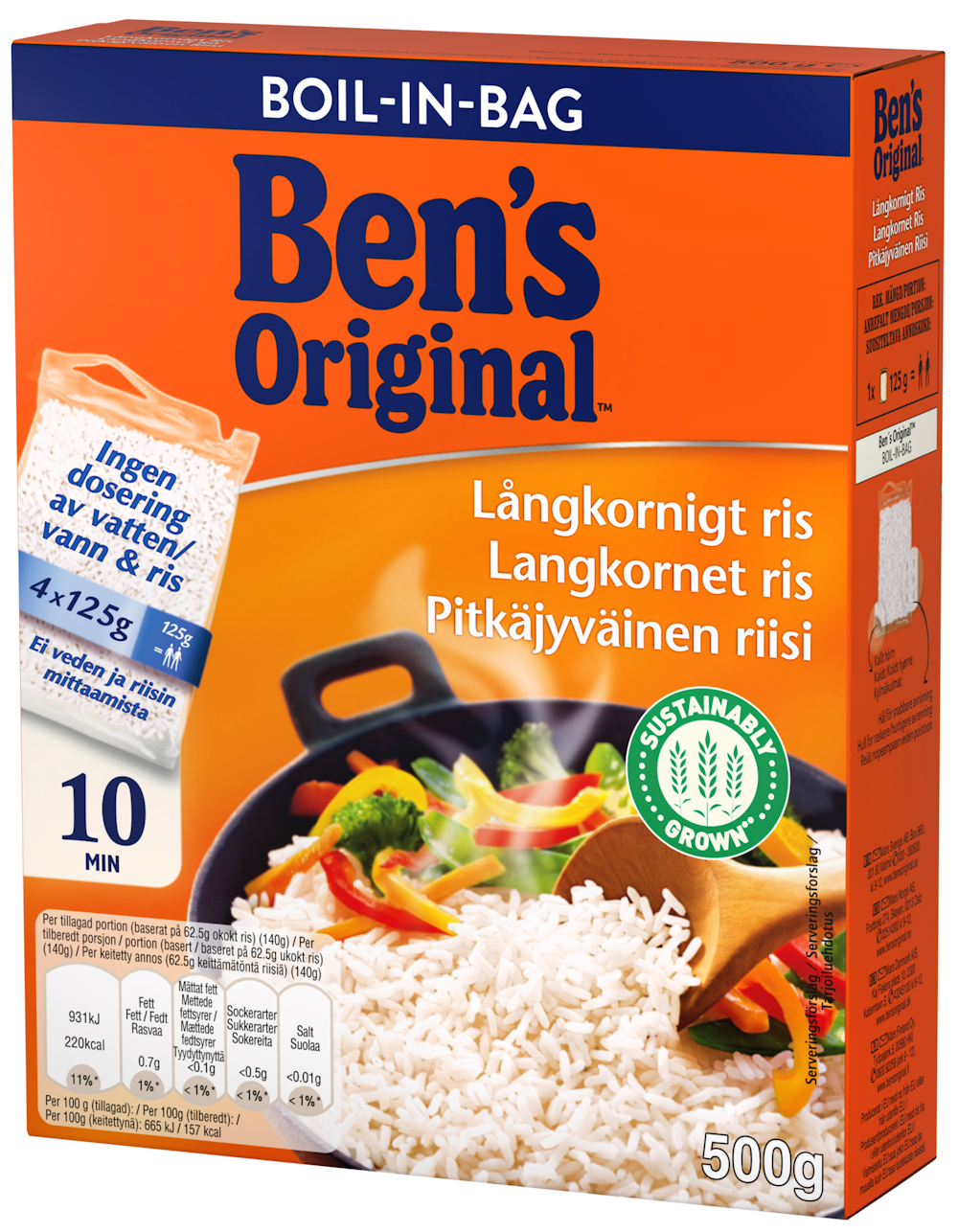 Ben's Original Pitkäjyväinen riisi keitinpusseissa 4x125g — HoReCa ... Ben's Original Pitkäjyväinen riisi keitinpusseissa 4x125g — HoReCa ...