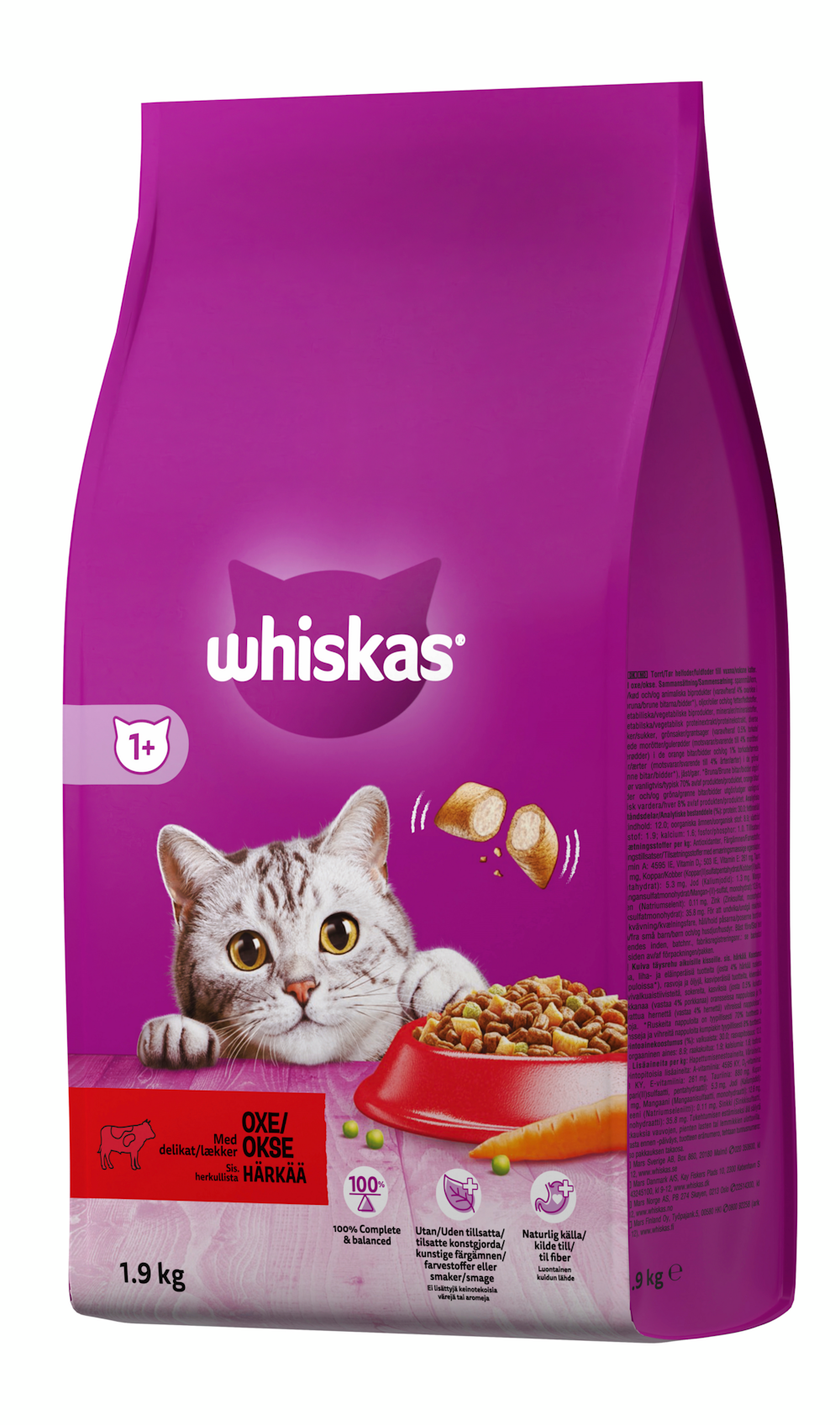 Whiskas 1+ kissan kuivaruoka 1,9kg härkä — HoReCa-tukku Kespro Whiskas 1+ kissan kuivaruoka 1,9kg härkä — HoReCa-tukku Kespro