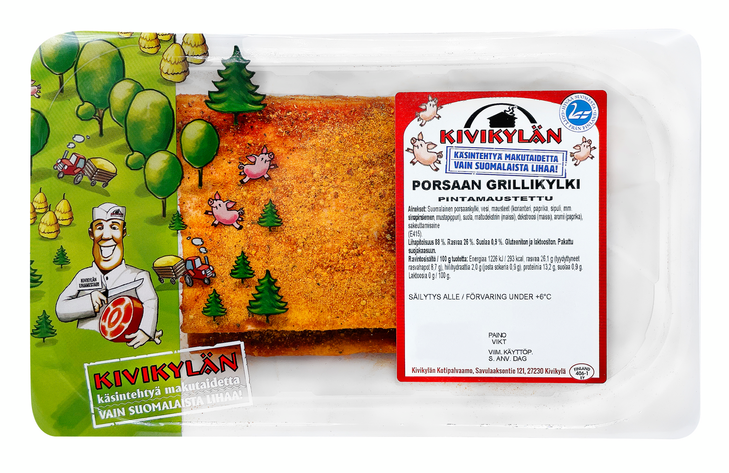 Kivikylä porsaan grillikylki pintamaustettu n. 1 kg | K-Ruoka Verkkokauppa