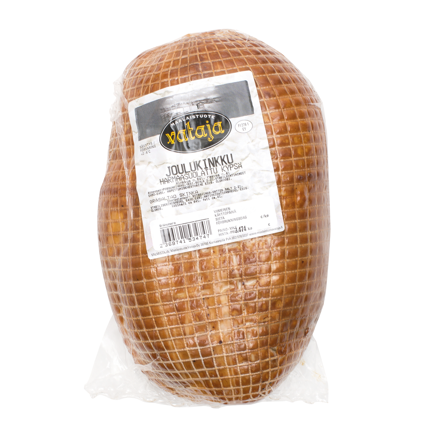 Vataja Harmaasuolattu kypsä joulukinkku n. 3,5kg | K-Ruoka Verkkokauppa