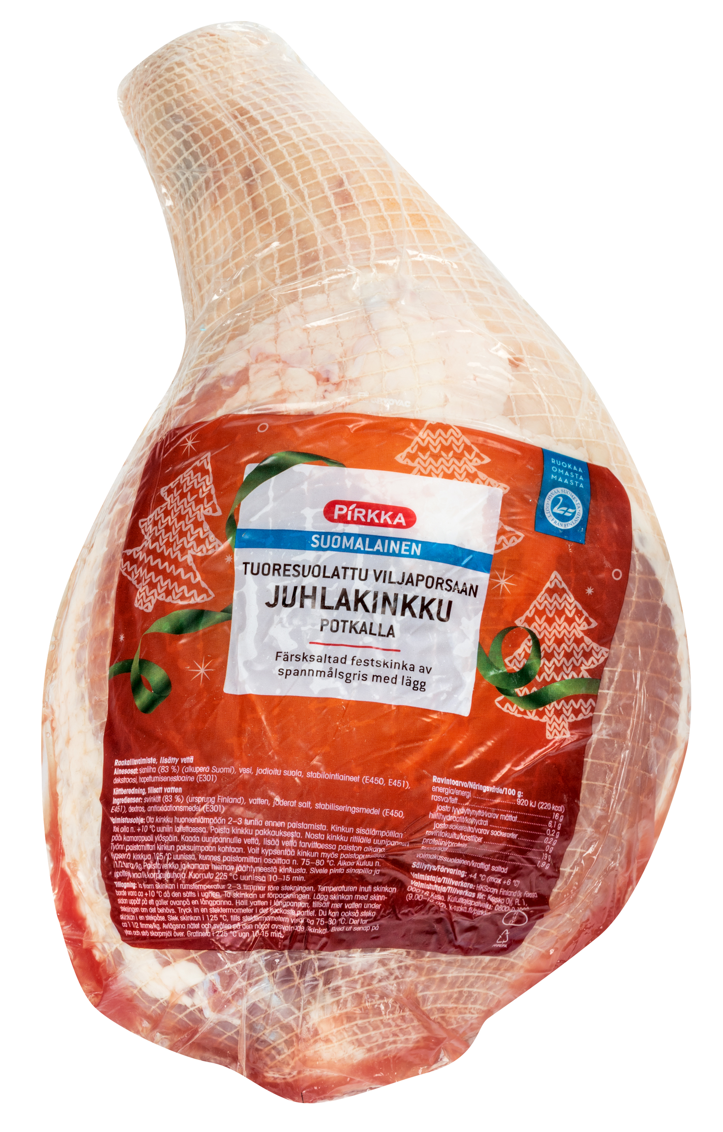 Pirkka suomalainen tuoresuolattu viljaporsaan juhlakinkku potkalla n. 6 ...