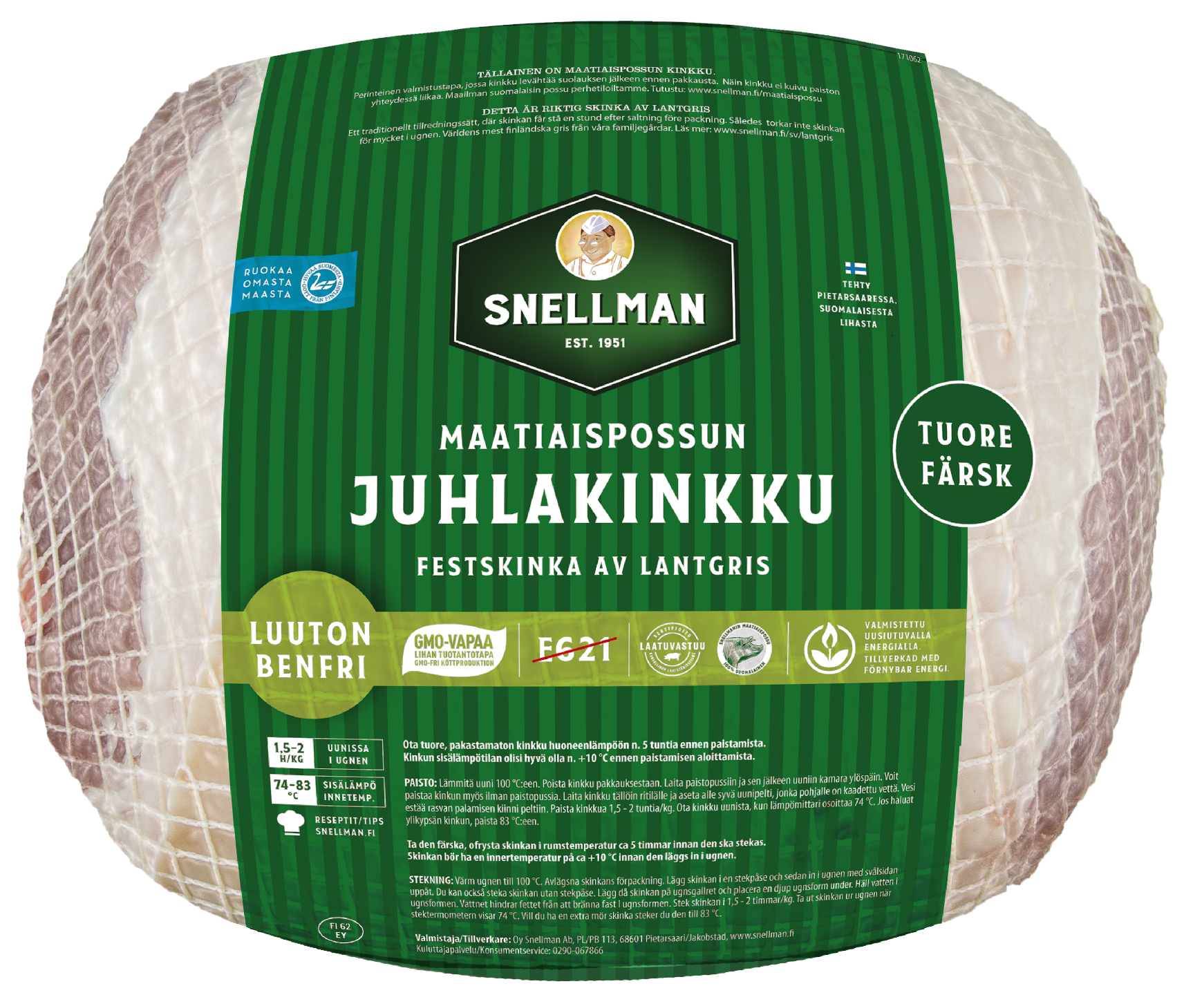 Snellman maatiaspossun luuton juhlakinkku n. 3 kg tuoresuolattu | K ...