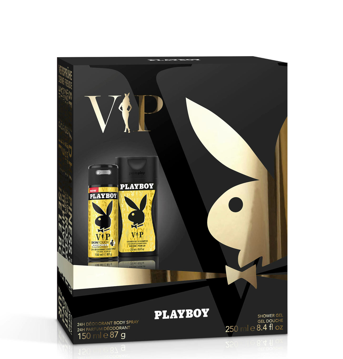 Playboy VIP Body Spray 150ml + Shower Gel 250ml miesten lahjapakkaus ...