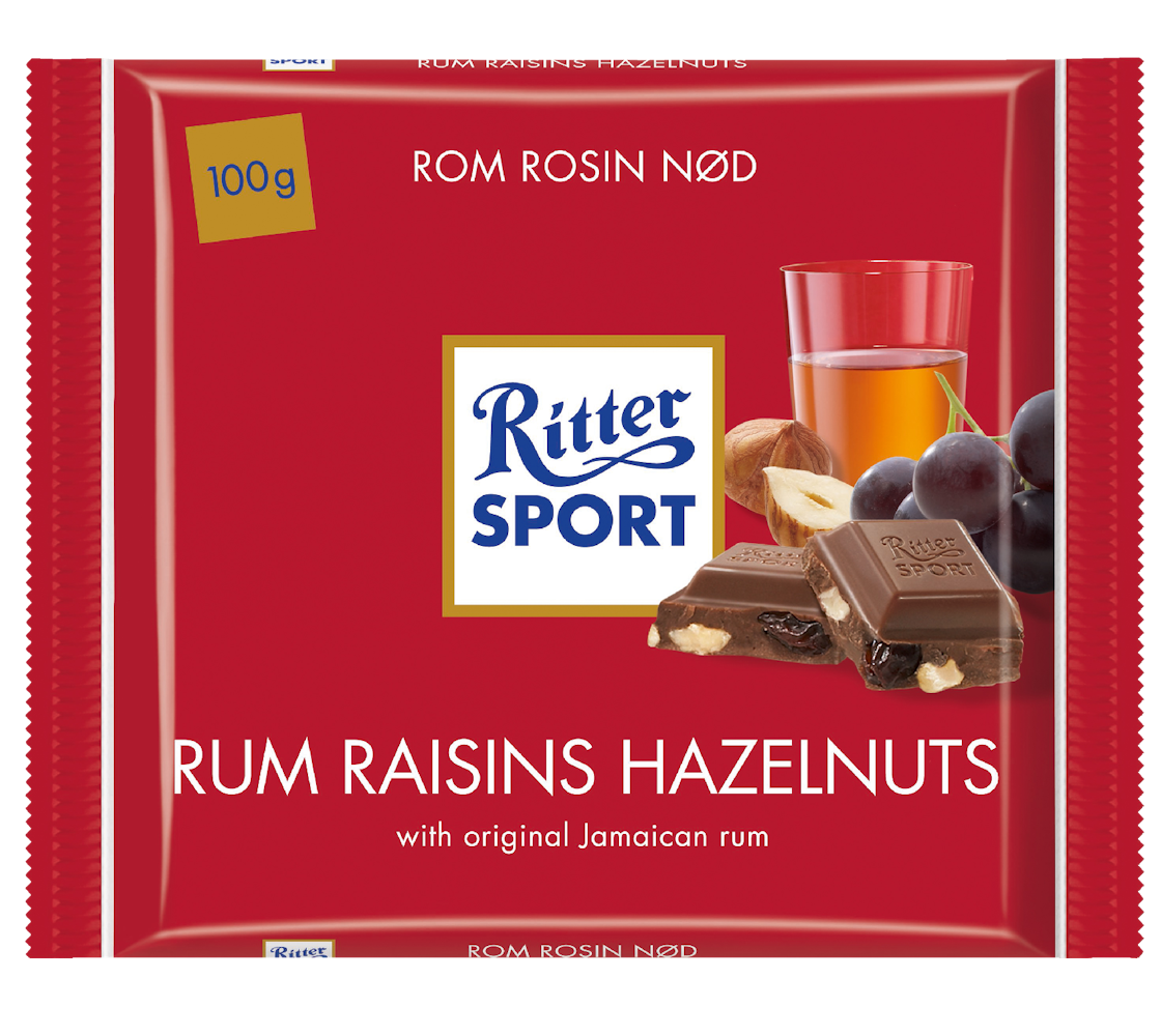 Ritter Sport 100g Rum Raisins Hazelnuts suklaa — HoReCa-tukku Kespro