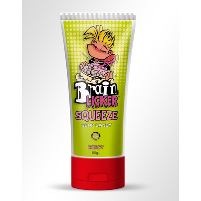 Satatukku Brain Licker Squeeze 80 g, Flytande konfekt med hallon, äppel ...