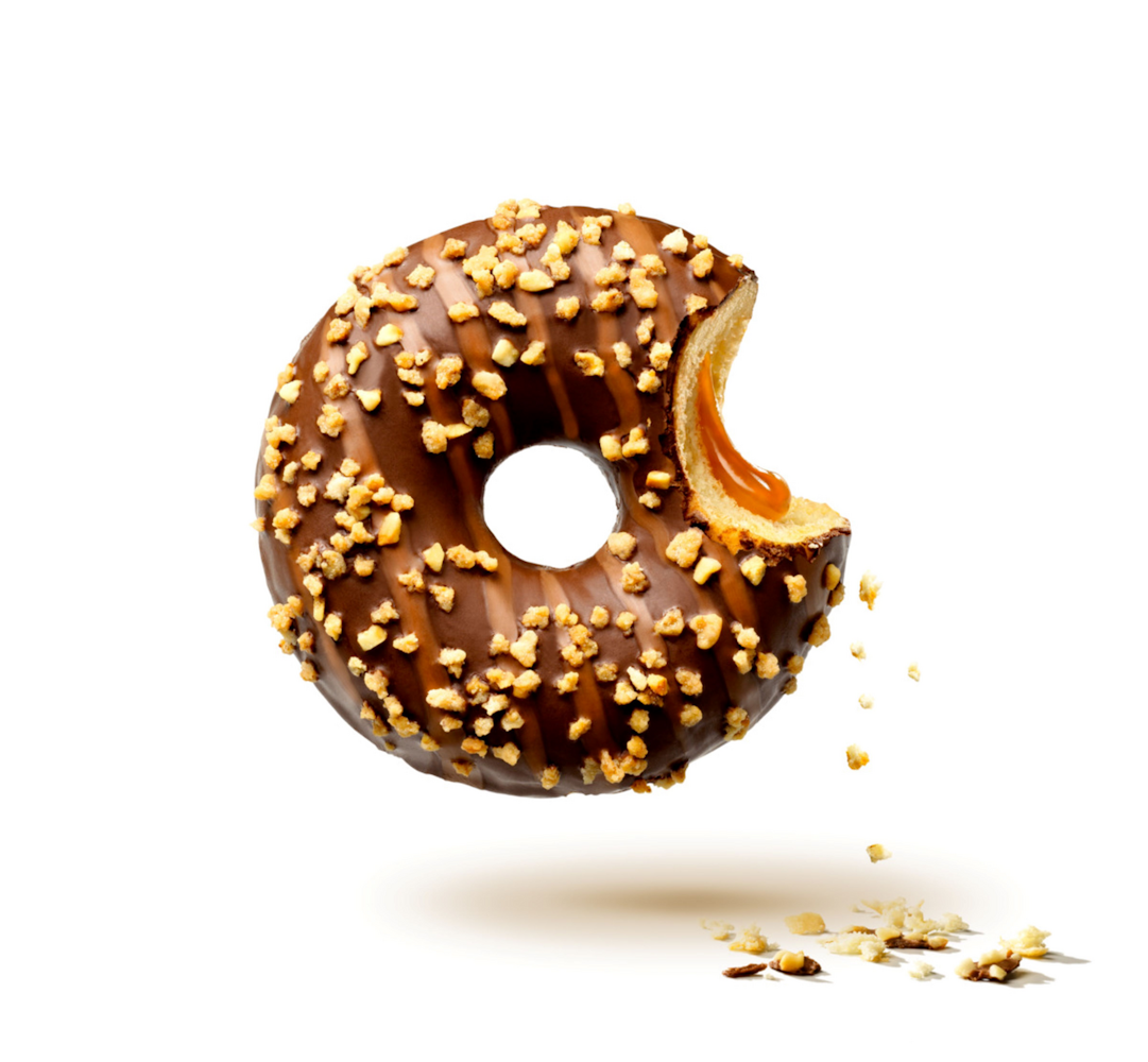 Donut Worry Be Happy donitsi karamellitäyte & suklaaraidat 48x77g ...