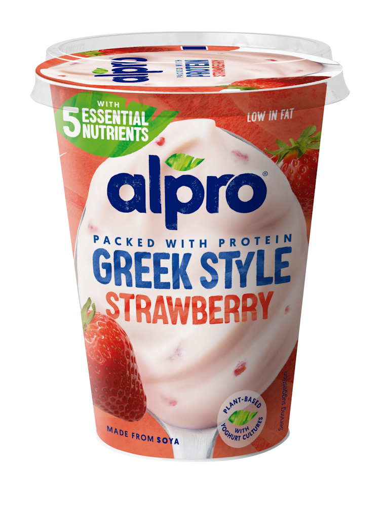 Alpro Greek Style soijavalmiste 400g mansikka — HoReCa-tukku Kespro