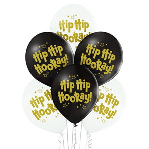 Ilmapallo 27 cm Hip hip hooray valkoinen ja musta 6 kpl/pss | K-Ruoka ...