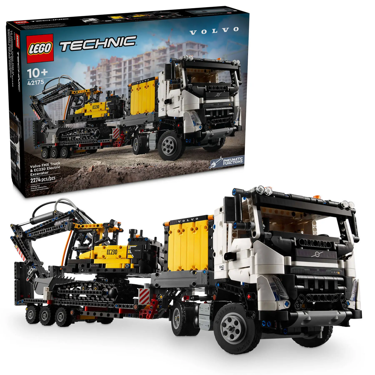 LEGO Technic 42175 Volvo FMX ‑kuorma-auto ja EC230 Electric ‑kaivukone ...