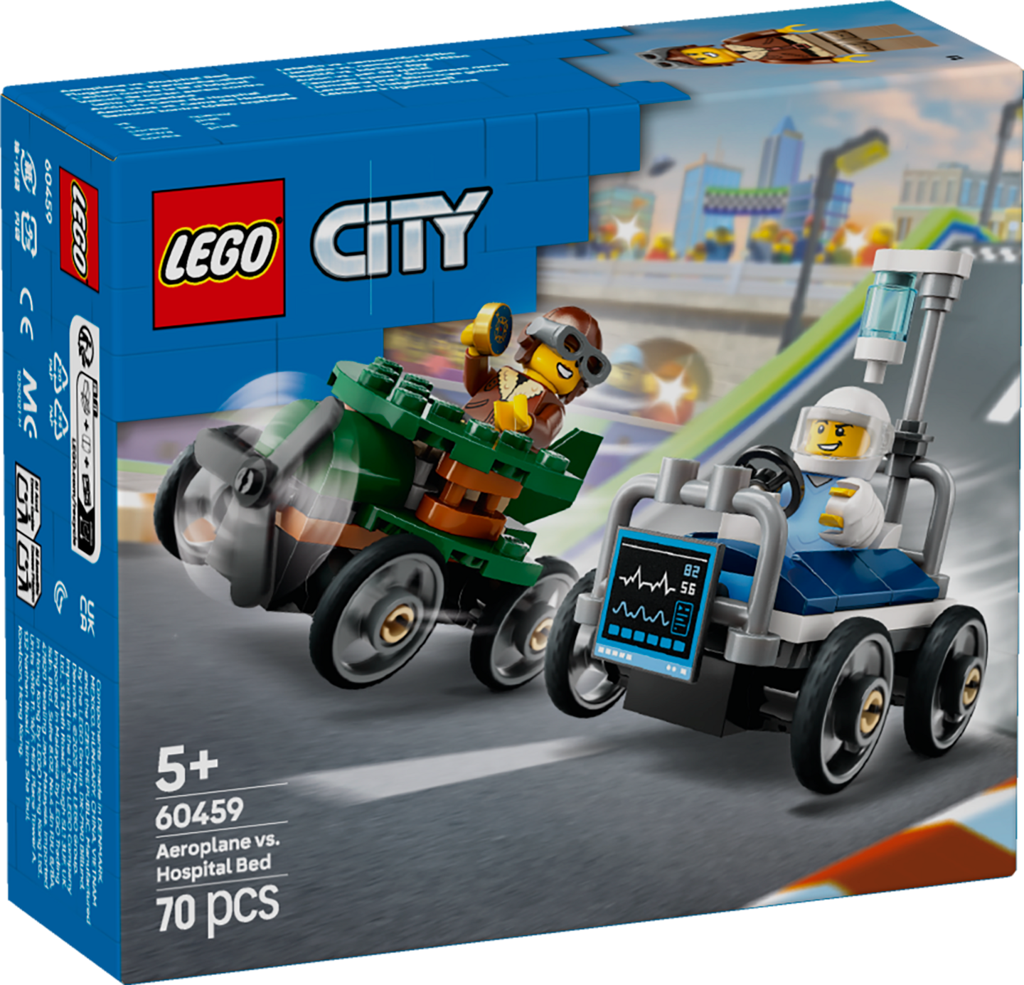 LEGO City 60459 Lentokone vastaan sairaalansänky – kilpa-autopakkaus ...