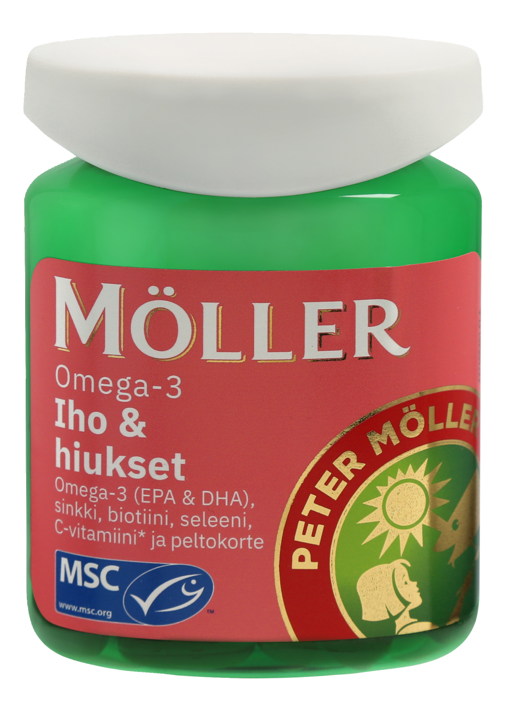 Möller Omega-3 Iho & hiukset Omega-3-rasvahappo-peltokorte-vitamiini ...