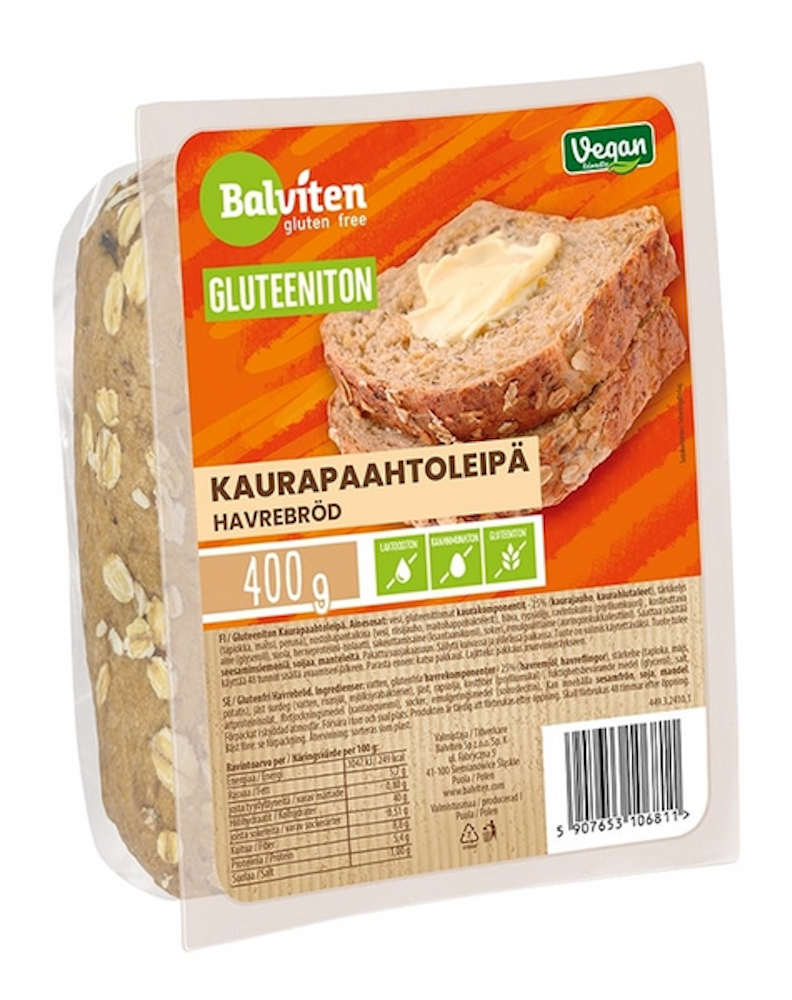 Balviten gluteeniton kaurapaahtoleipä 400g — HoReCa-tukku Kespro