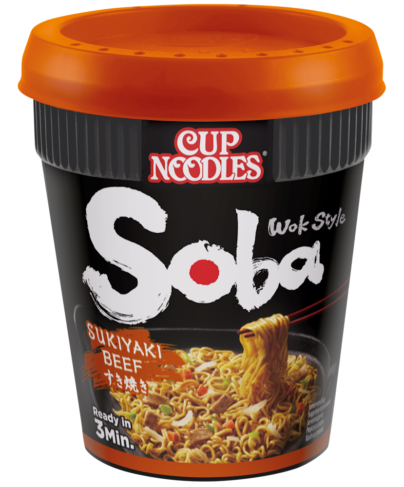 Nissin Soba Cup Nuudeleita yakisobakastikkeessa Sukiyaki beef 89g — HoReCa-tukku Kespro