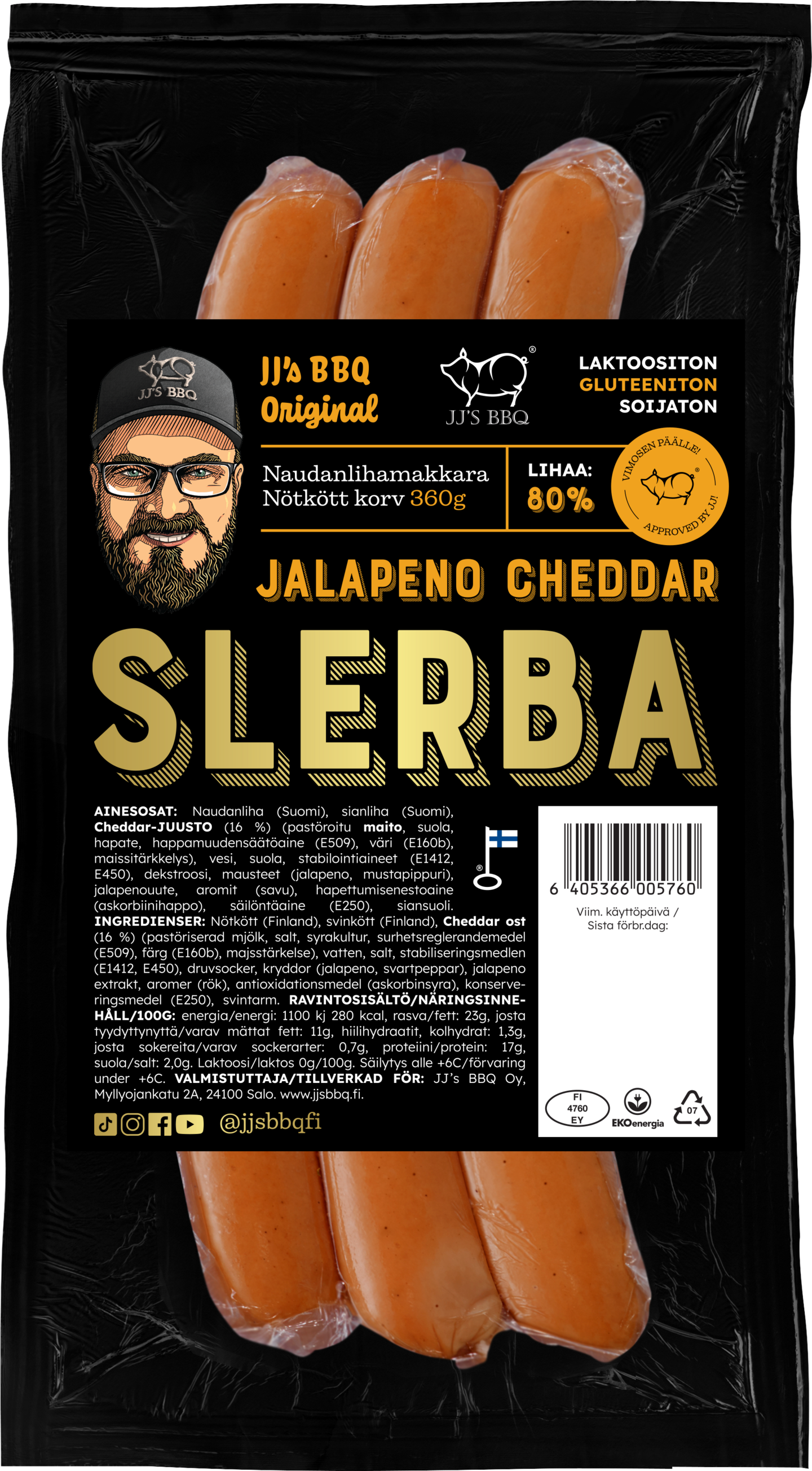 JJ's BBQ Jäätävä Slerba Original - Jalapeno Cheddar Makkara | K-Ruoka ...