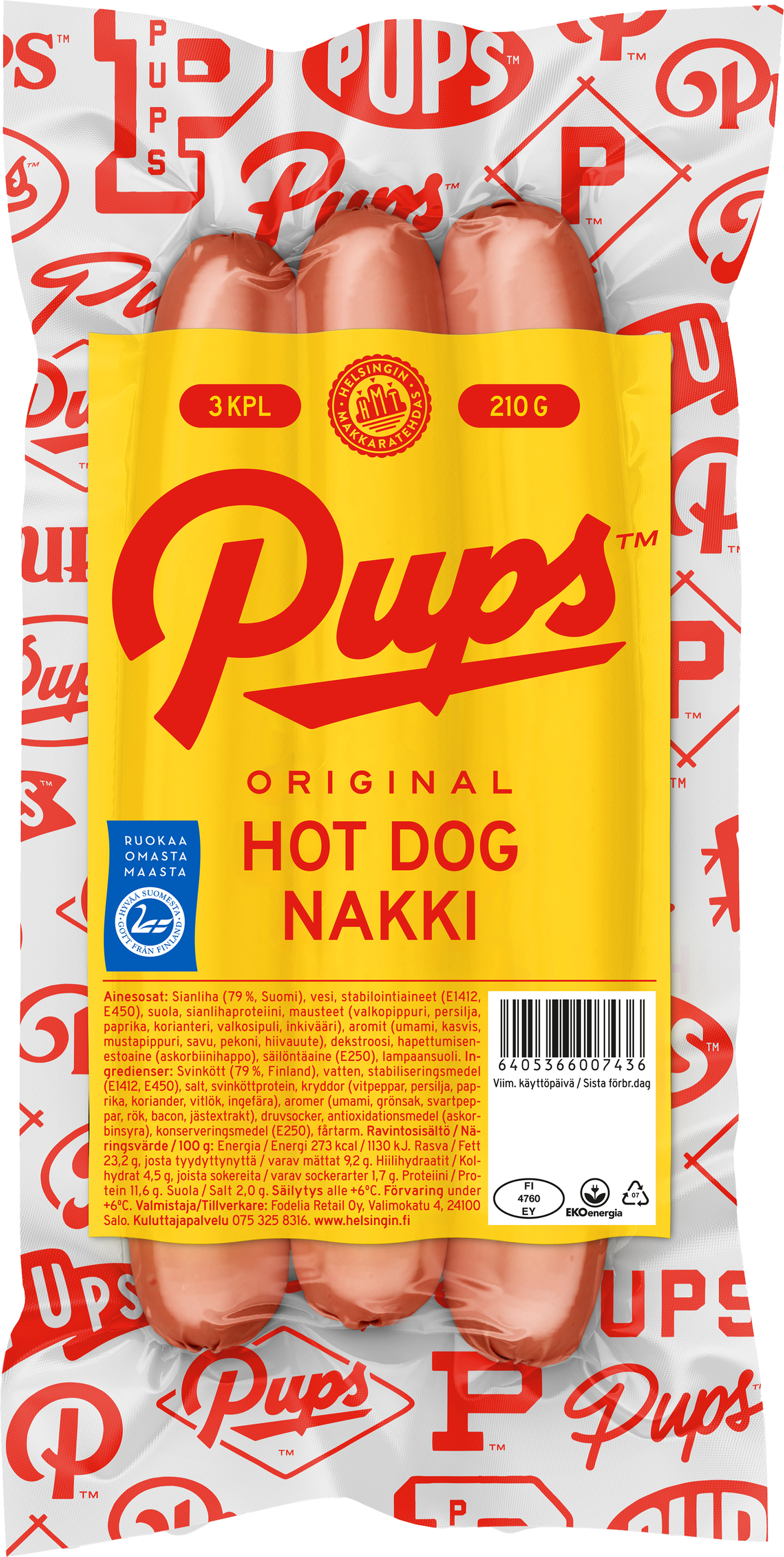 Pups Hot Dog nakki original 210g | K-Ruoka Verkkokauppa