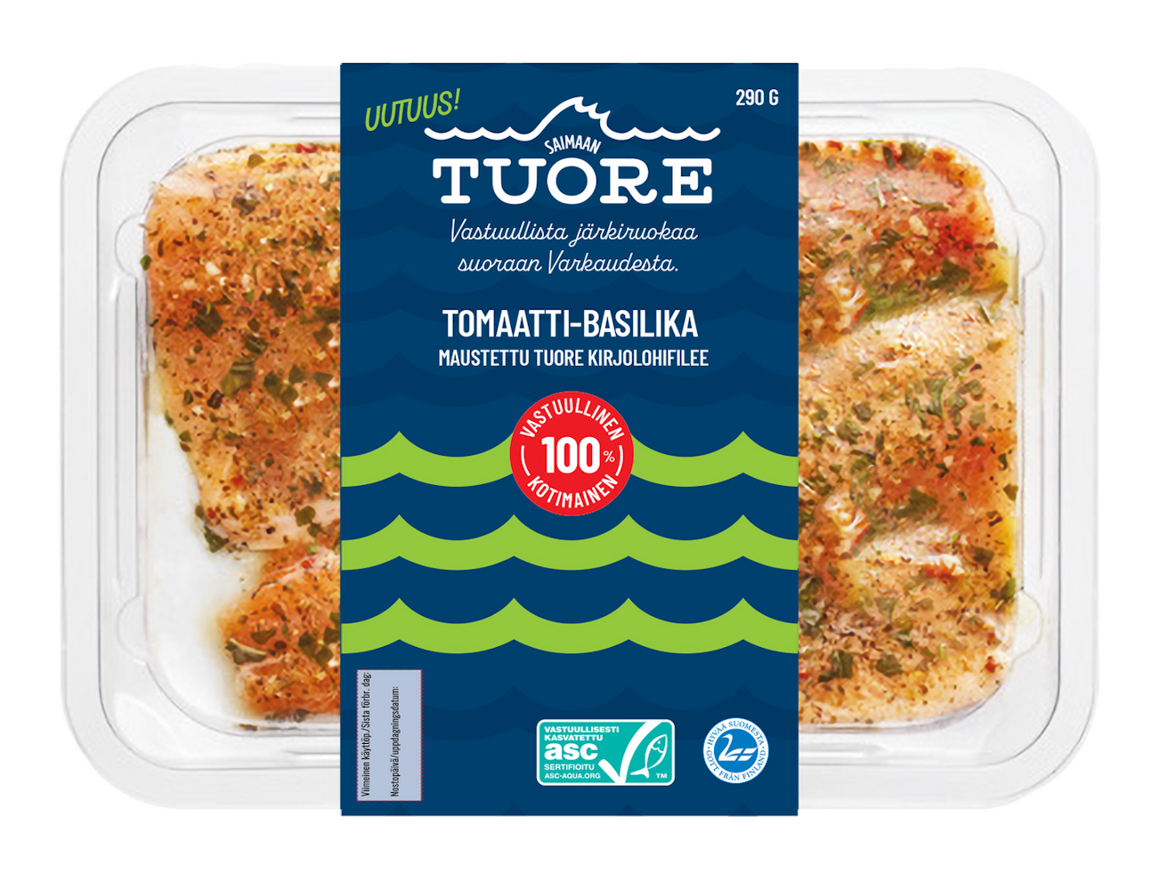Saimaan Tuore tomaatti-basilika maustettu kirjolohifilee 290g ASC ...