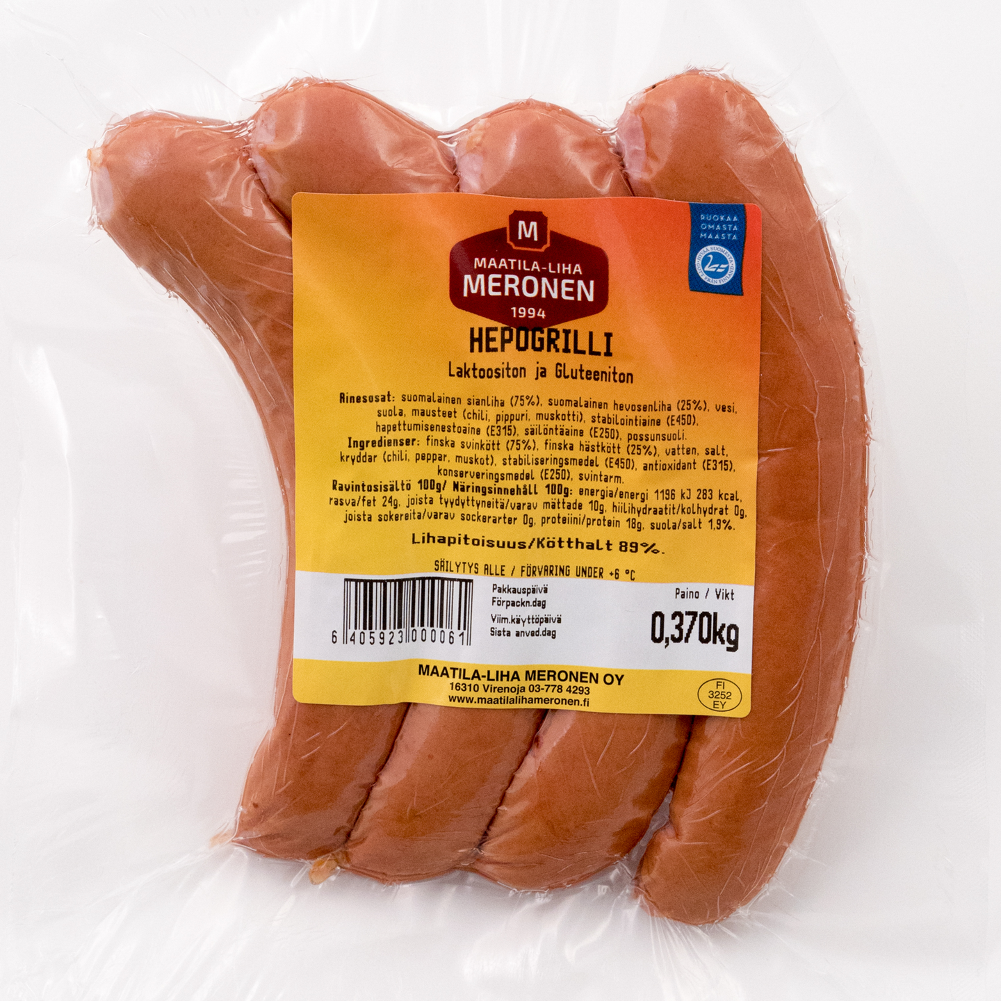Maatila-liha Meronen hepogrilli makkara 370g | K-Ruoka Verkkokauppa