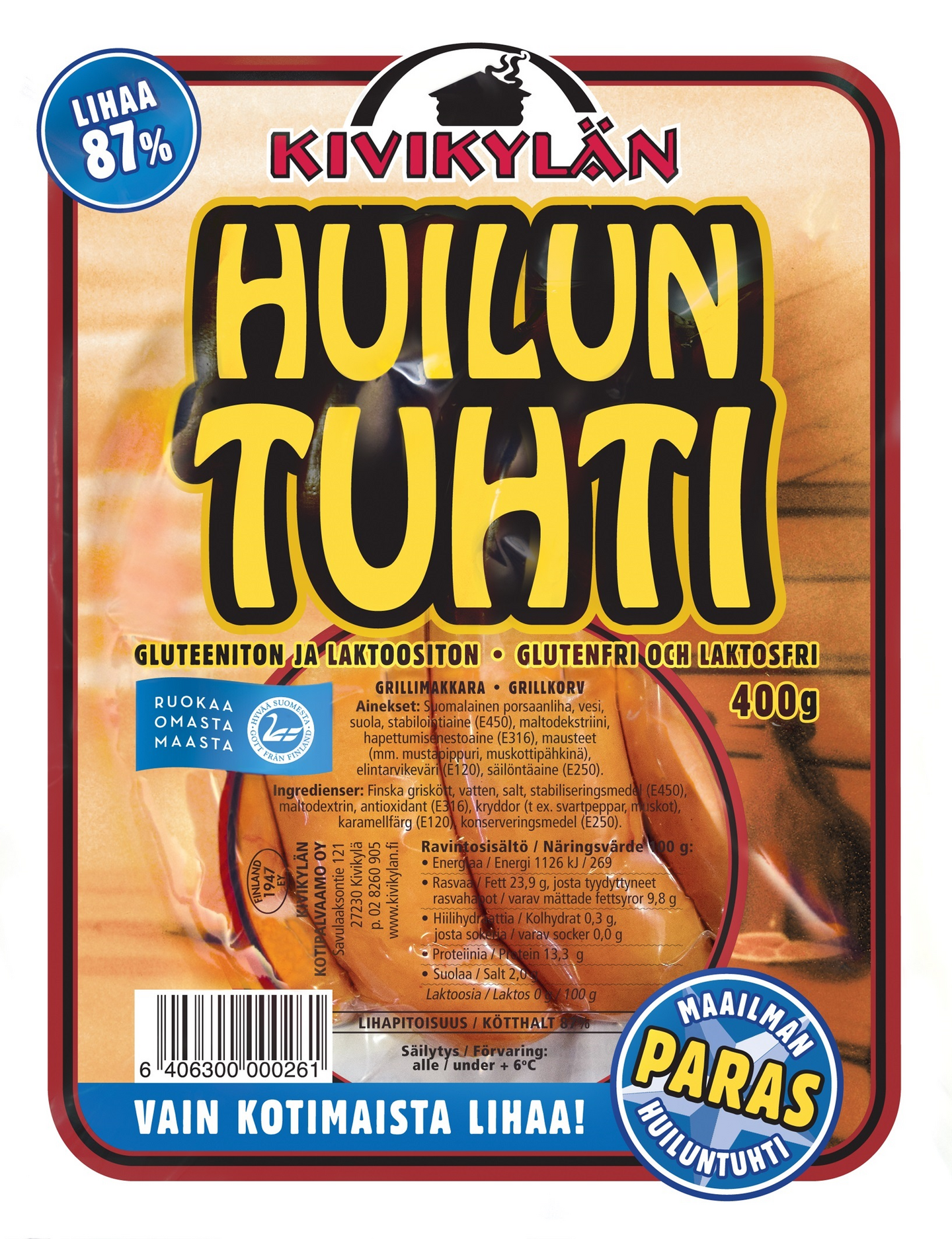 Kivikylän Huiluntuhti grillimakkara 400g – K-Ruoka