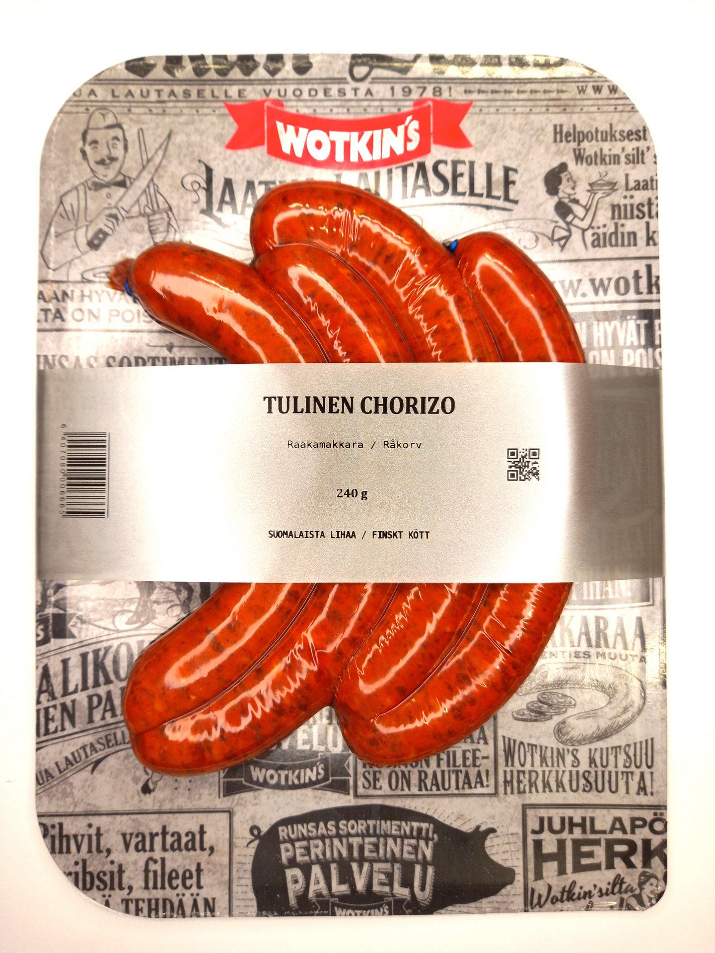 Wotkin´s Tulinen chorizo raakamakkara 240g | K-Ruoka Verkkokauppa