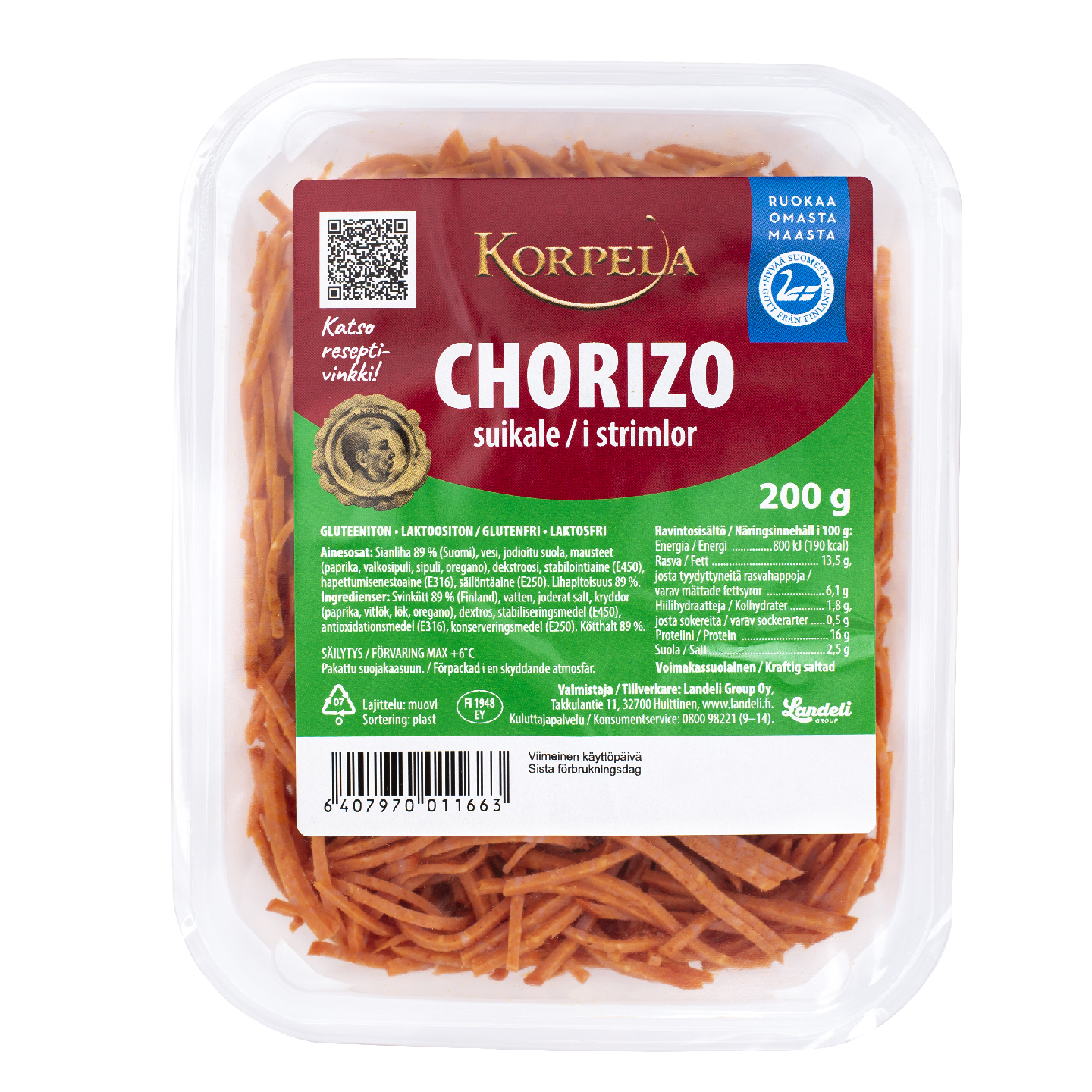 Korpela Chorizo suikale 200g | K-Ruoka Verkkokauppa