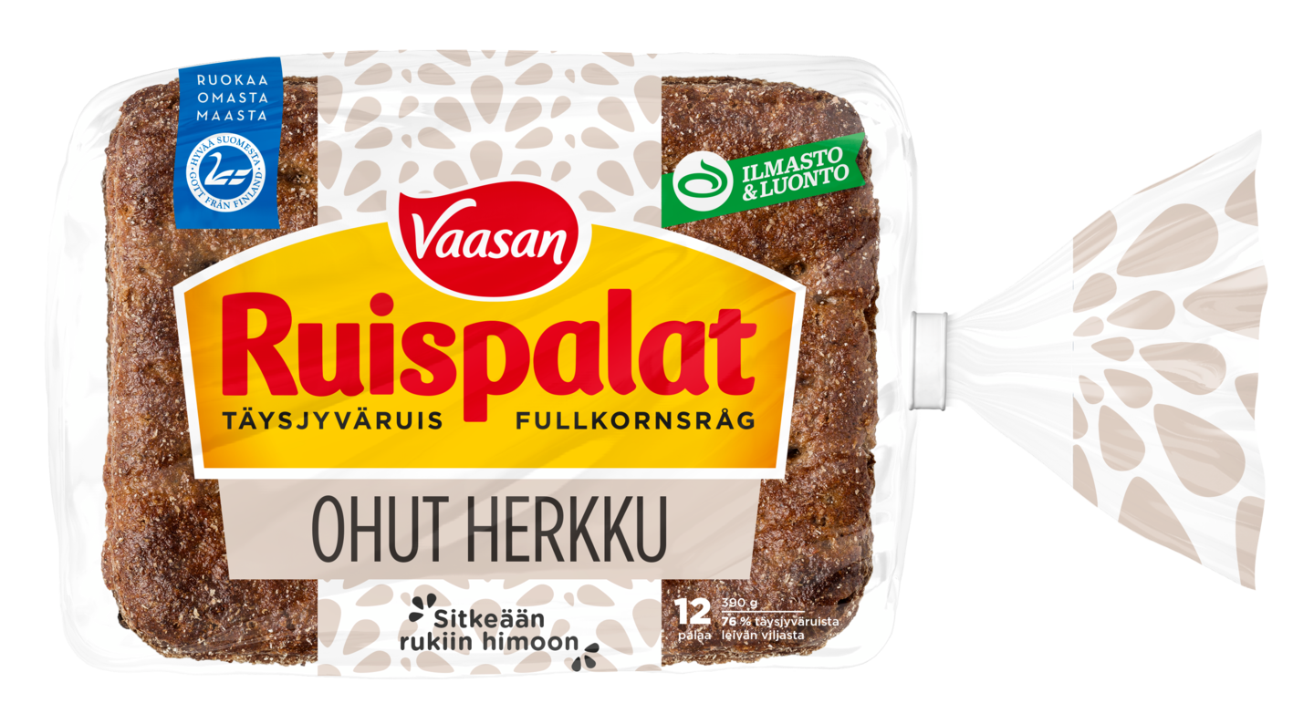 Vaasan Ruispalat Ohut Herkku 12kpl /390g täysjyväruisleipä | K-Ruoka ...