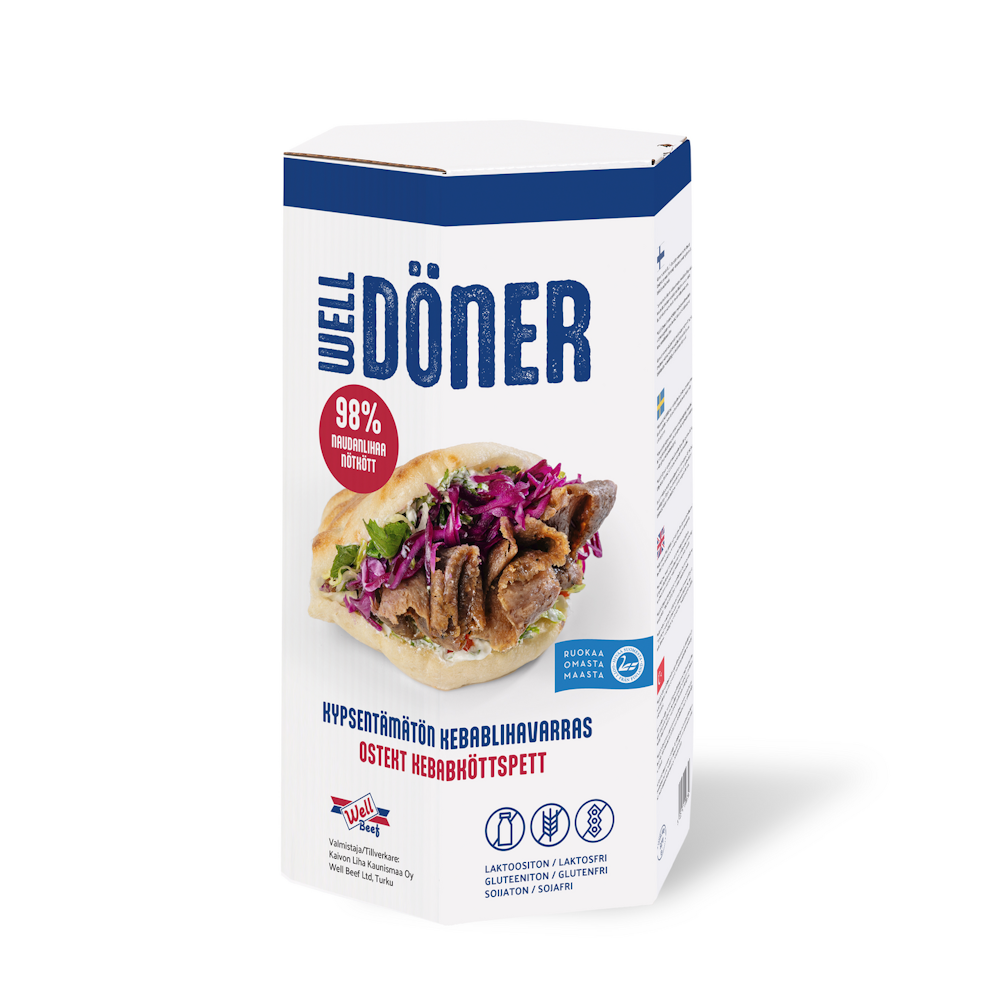 Well Kebab Döner naudanlihavarras 17kg raaka pakaste — HoReCa-tukku Kespro