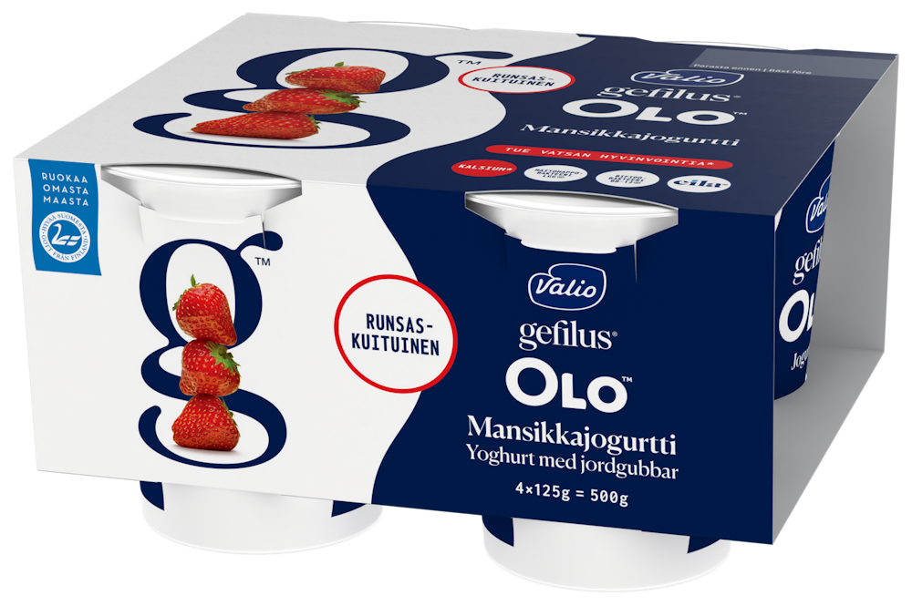 Valio Gefilus OLO jogurtti 4x125 g mansikka laktoositon — HoReCa-tukku ...