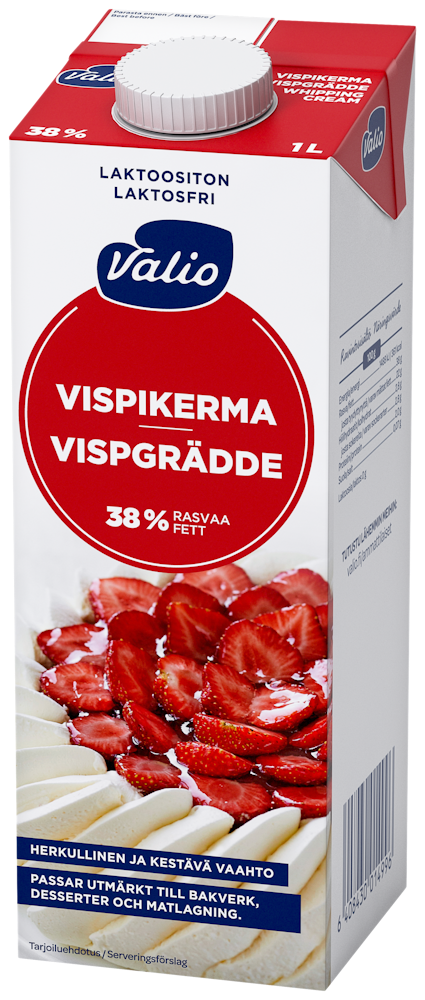 Valio vispikerma 38% 1l UHT laktoositon — HoReCa-tukku Kespro