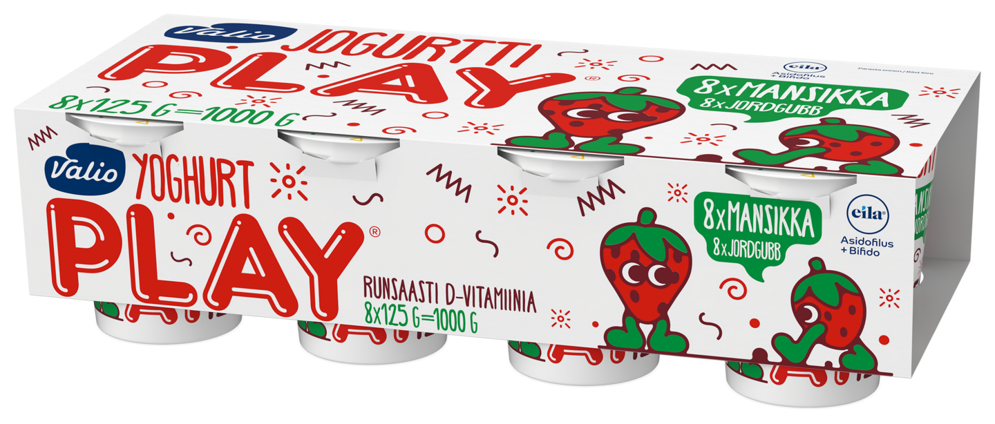 Valio Play jogurtti 8x125g mansikka laktoositon | K-Ruoka Verkkokauppa