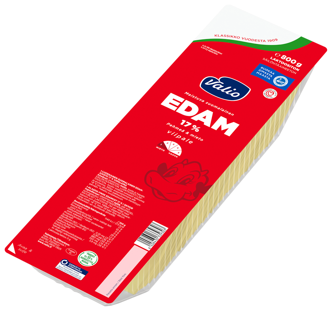 Valio Edam ohuempi 800g 17% viipale — HoReCa-tukku Kespro