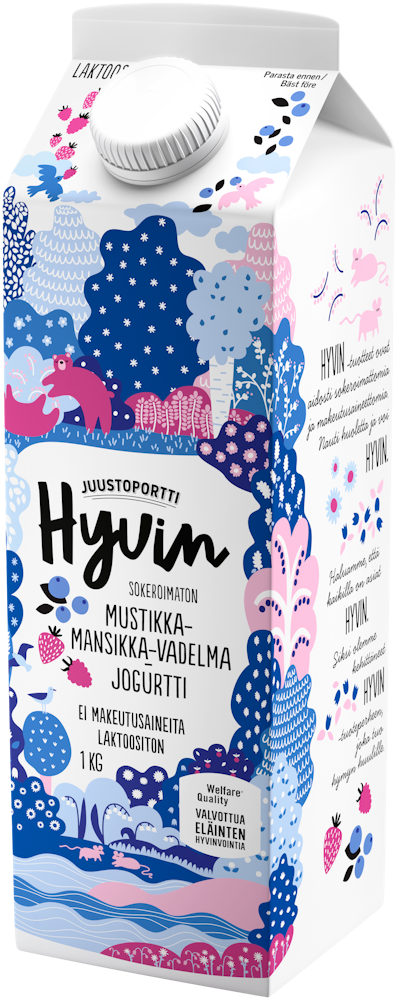 Juustoportti Hyvin sokeroimaton jogurtti 1 kg mustikka-mansikka-vadelma ...