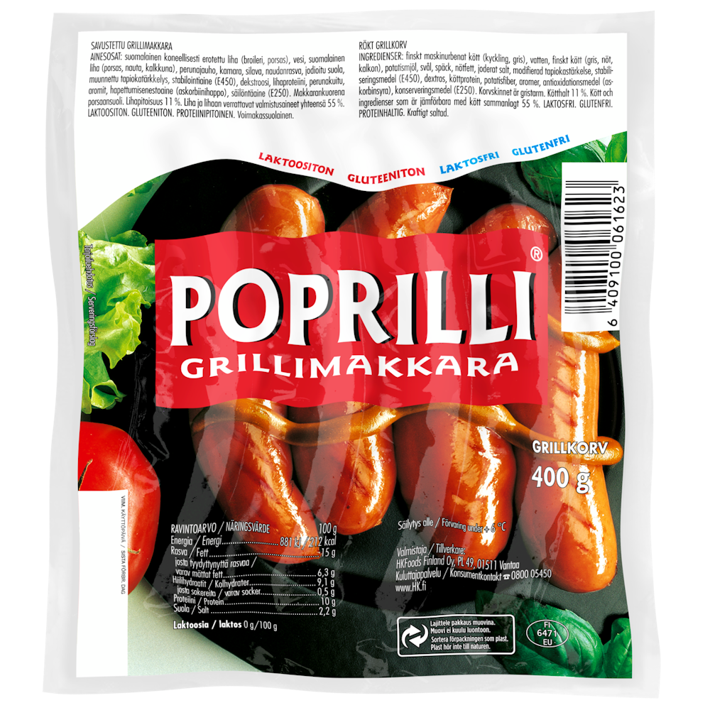 Poprilli Grillimakkara 400g - HoReCa-tukku Kespro