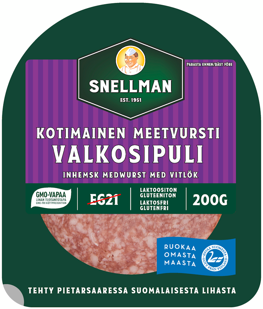 Snellman Kotimainen valkosipuli meetvursti 200g — HoReCa-tukku Kespro