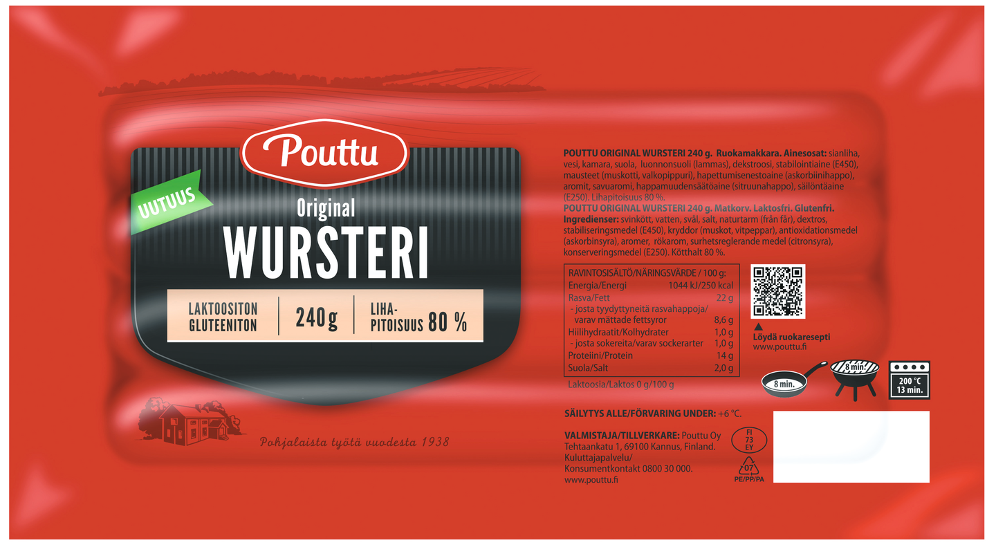 Pouttu Wursteri 240g original | K-Ruoka Verkkokauppa